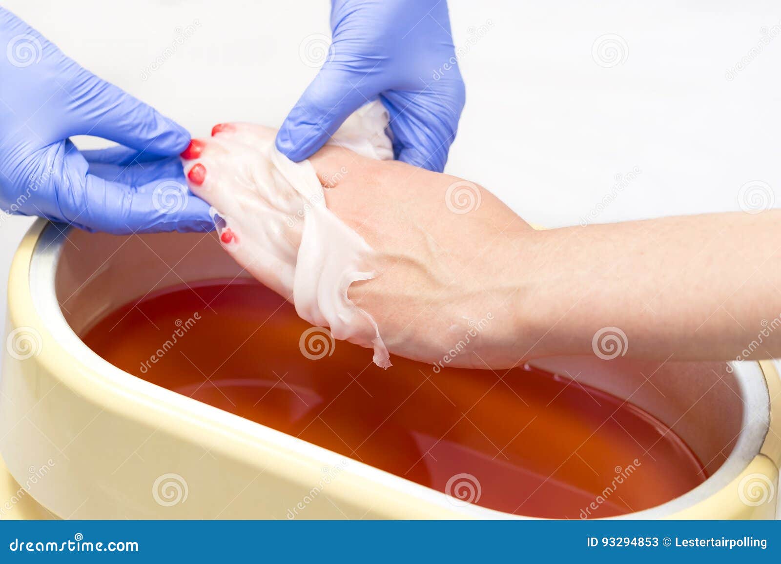 Process Paraffin Treatment of Female Hands Stock Image - Image of ...