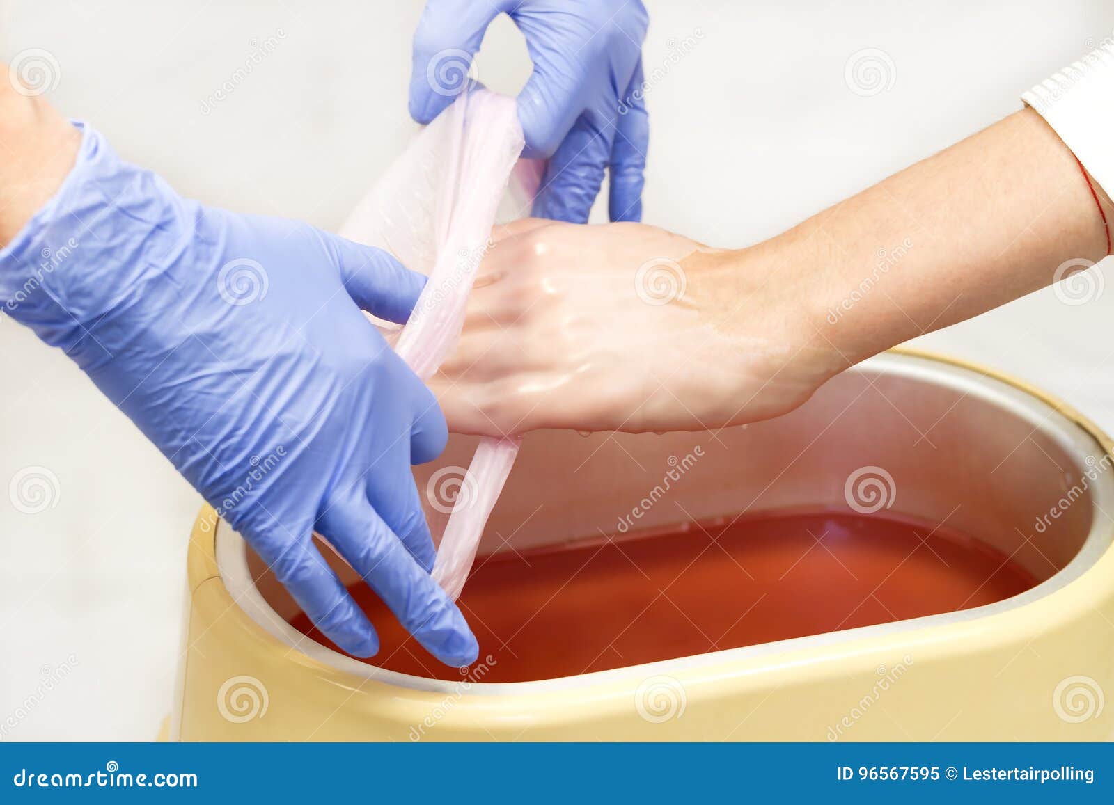 Process Paraffin Treatment of Female Hands Stock Image - Image of ...