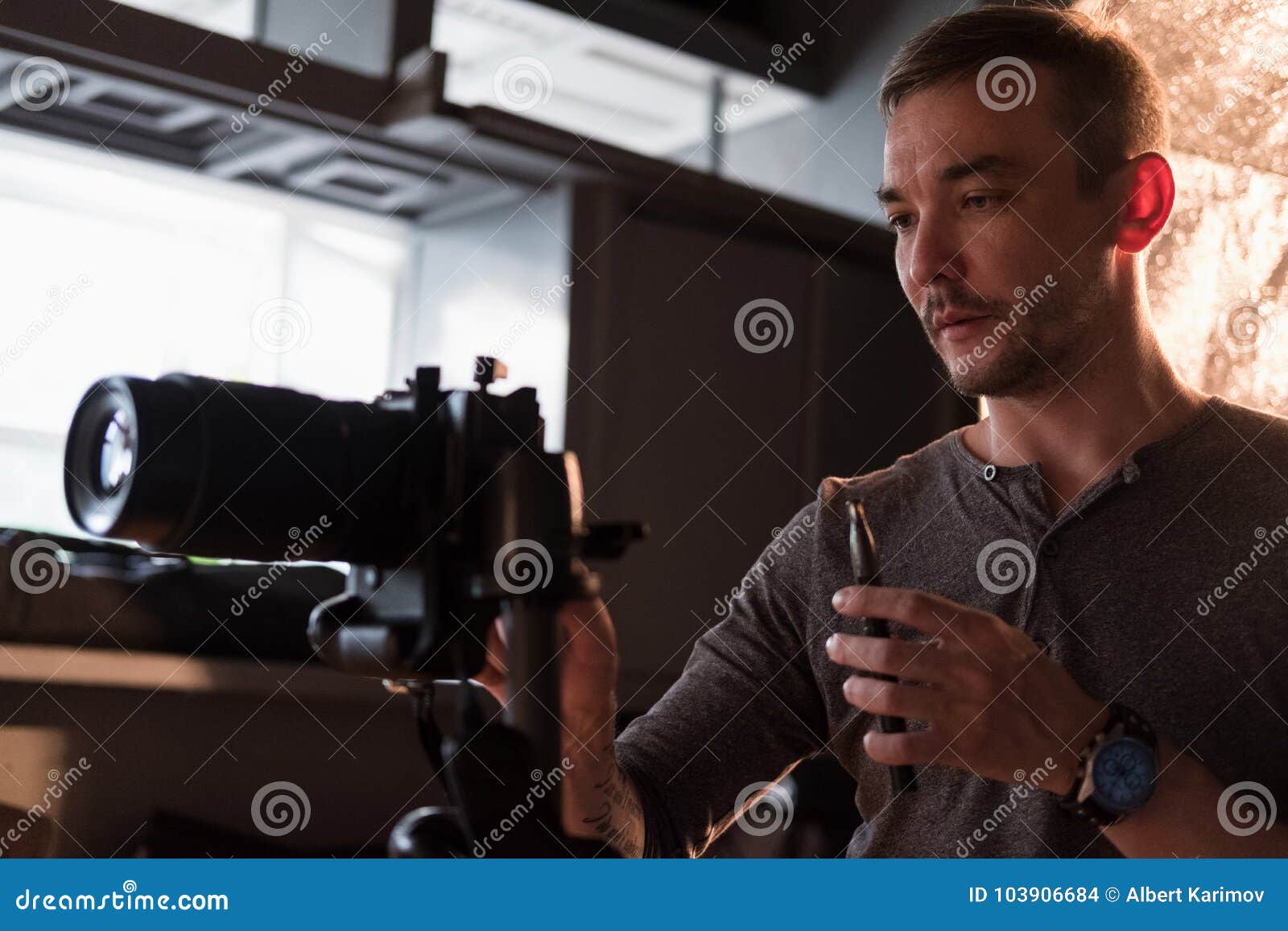 The Process of Photo Shooting in Studio Stock Photo - Image of adult ...