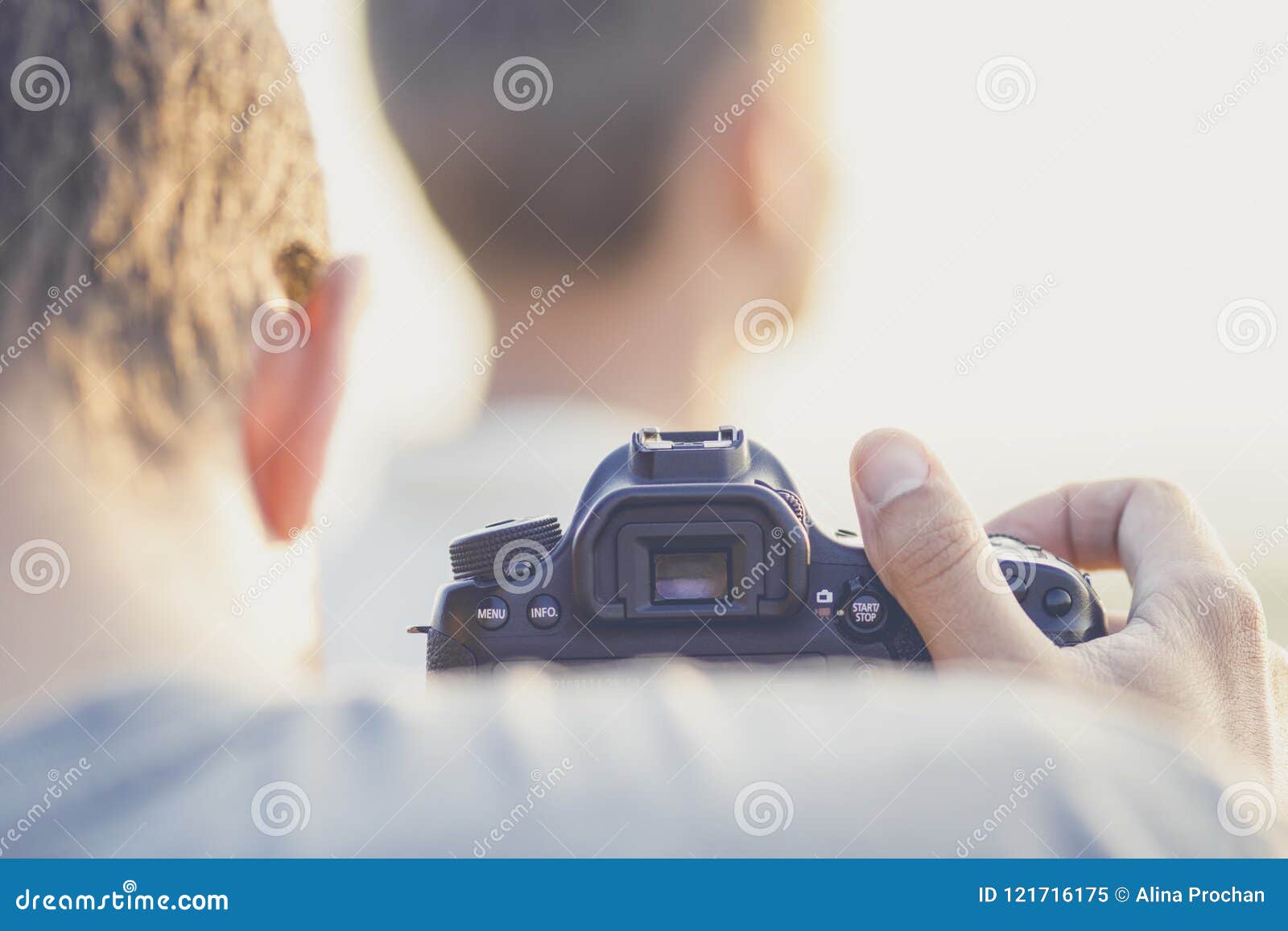 Process of Photo and Video Shooting Outdoors, Man Making Video of Guy ...