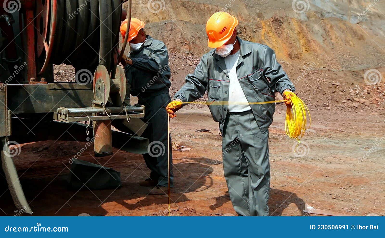 The Process of Placing Explosives in an Iron Ore Quarry. Explosives ...