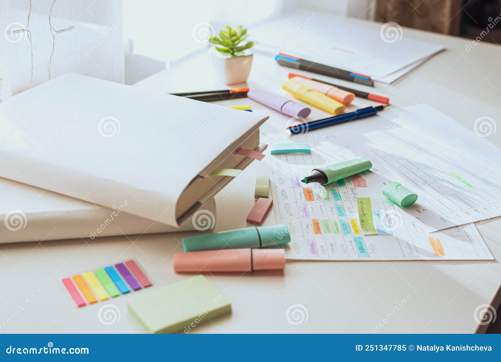 The Process of Planning the School Week. Student Workplace with ...