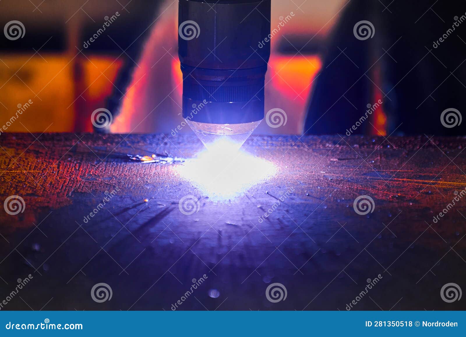 Process of Plasma Cutting Machine Tool Operation in Workshop Stock ...