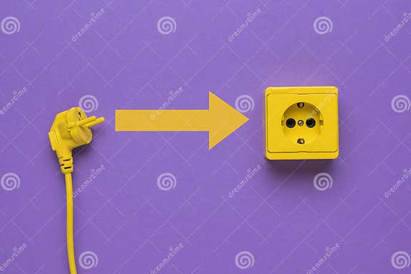 The Process of Plugging the Power Cord into an Electrical Outlet Stock ...