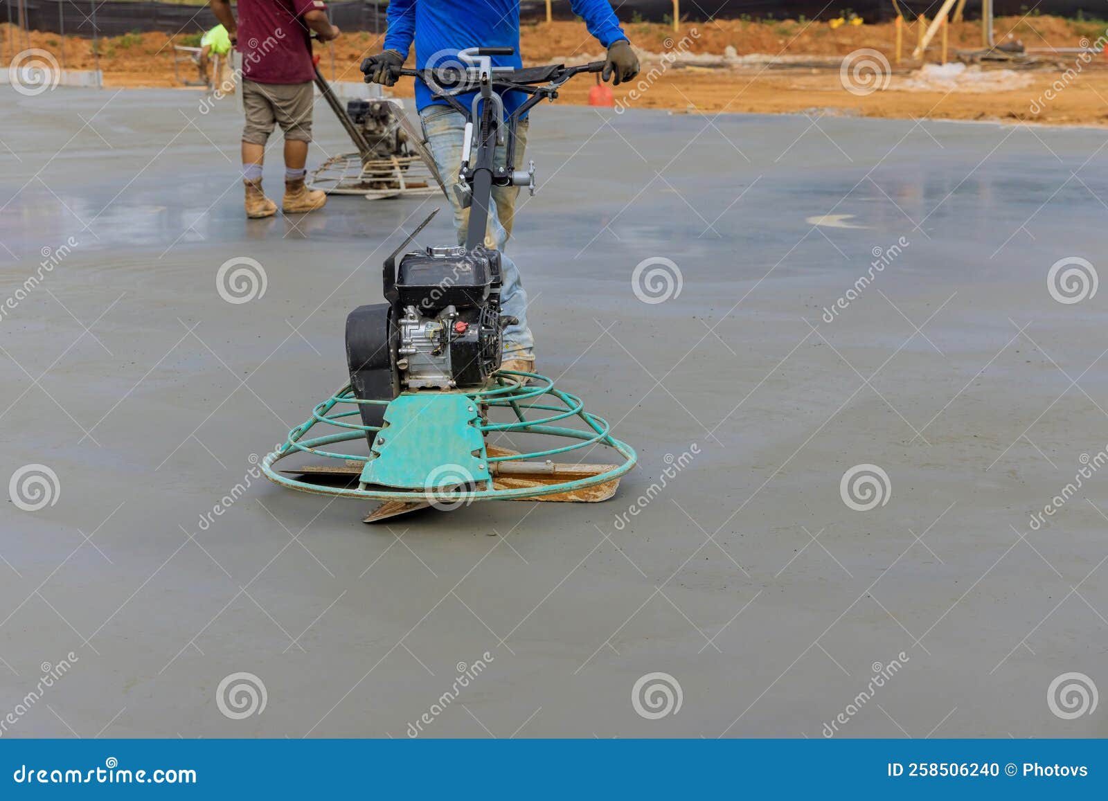 The Process of Polishing and Leveling Cement Screed Mortar Floor on a ...
