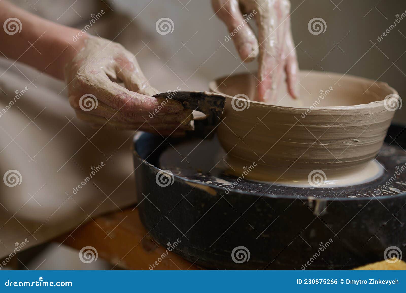 Process of Pottery and Making a New Bowl Stock Photo - Image of ...