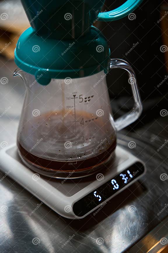 Process of Preparation Coffee in Filter and Weighing for Ideal ...