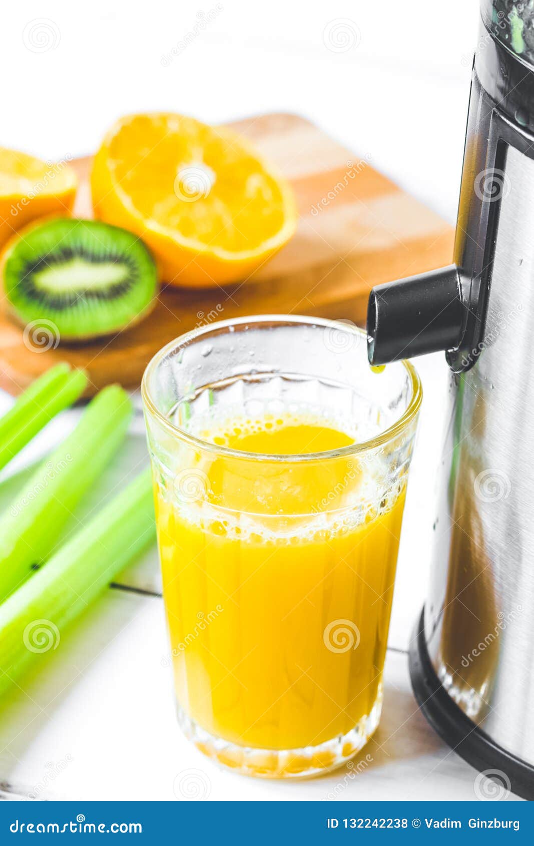 Process Preparation of Fresh Juice in Juicer Stock Photo - Image of ...
