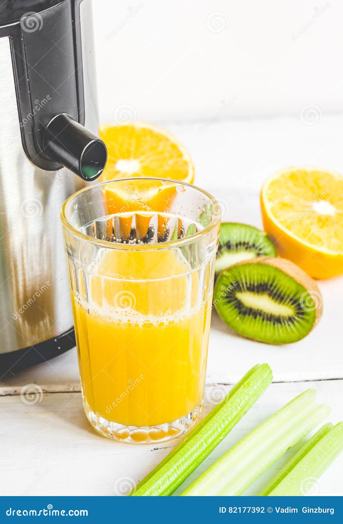 Process Preparation of Fresh Juice in Juicer Stock Photo - Image of ...