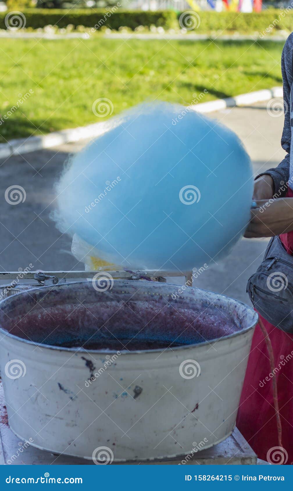 The Process of Preparing Cotton Candy Seller in the Park in a Special ...