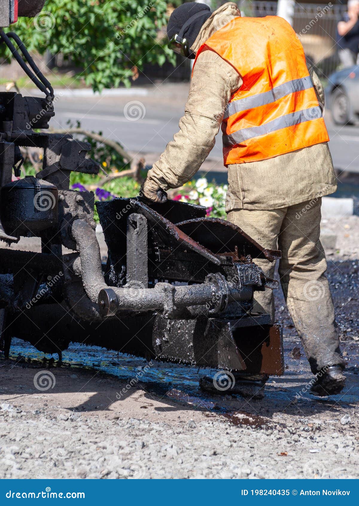 The Process of Preparing for the Laying of New Asphalt Stock Image ...