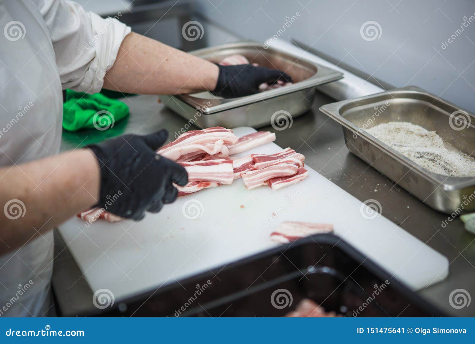 The Process of Preparing Meat Products. Stock Image - Image of meal ...