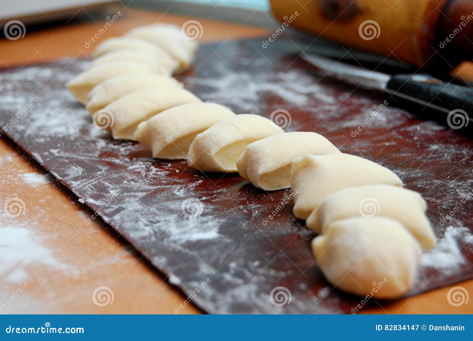 Process of Preparing of Ukrainian Pierogies. Stock Image - Image of ...