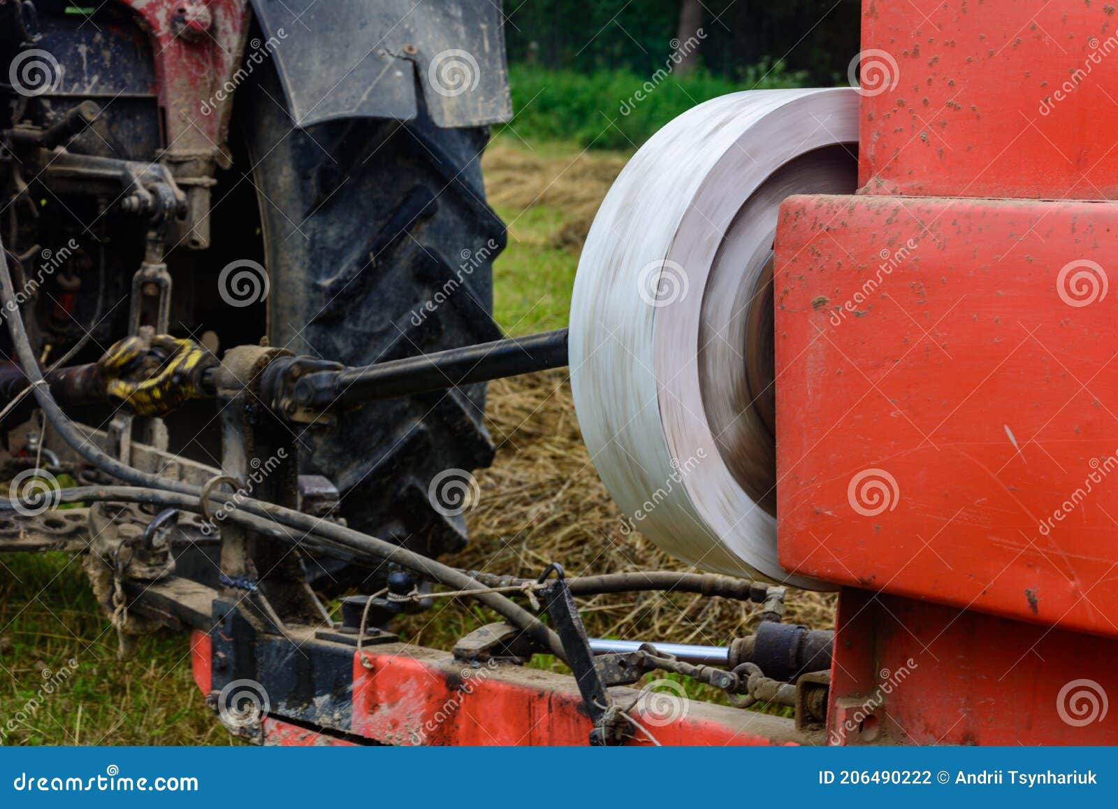 The Process of Pressing Hay into Bales, the Work of the Press Machine ...