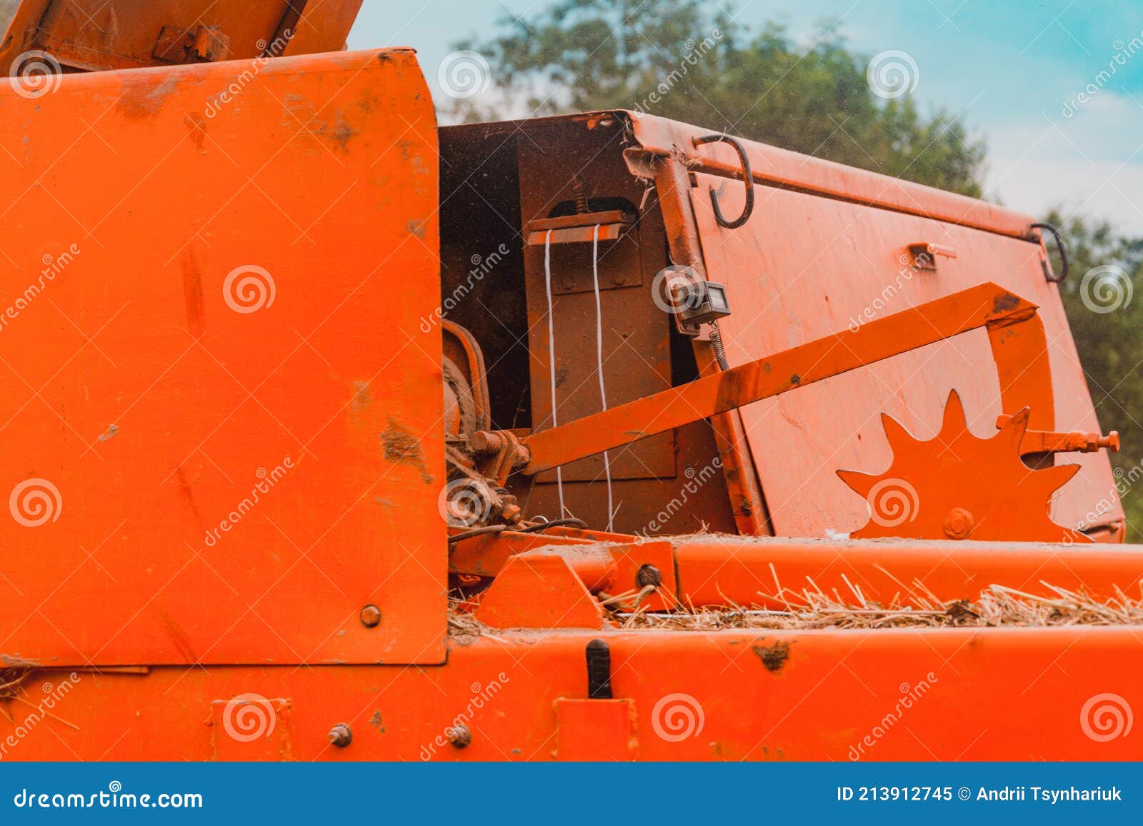 The Process of Pressing Hay into Bales, the Work of the Press Machine ...