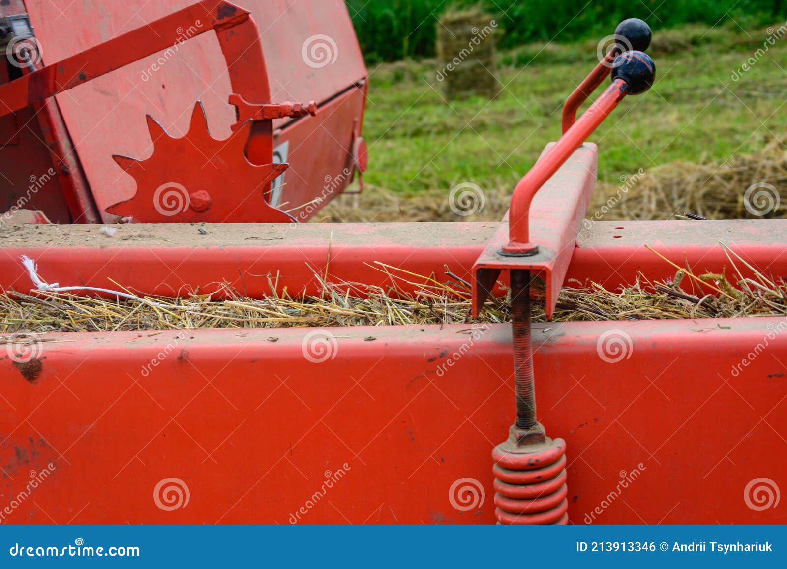 The Process of Pressing Hay into Bales, the Work of the Press Machine ...