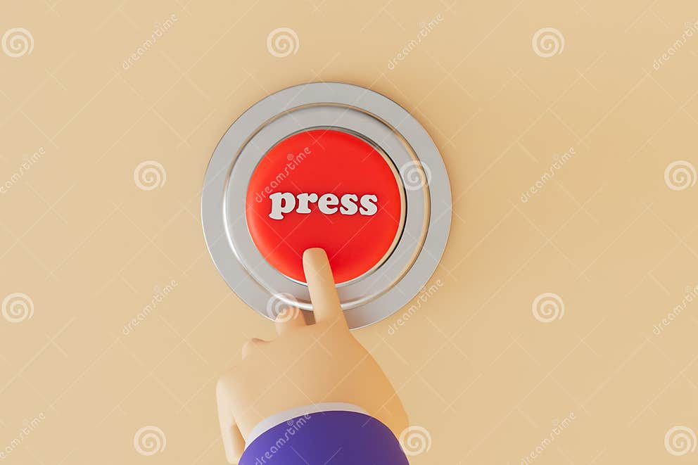 The Process of Pressing the Red Button. the Finger Presses the Red ...