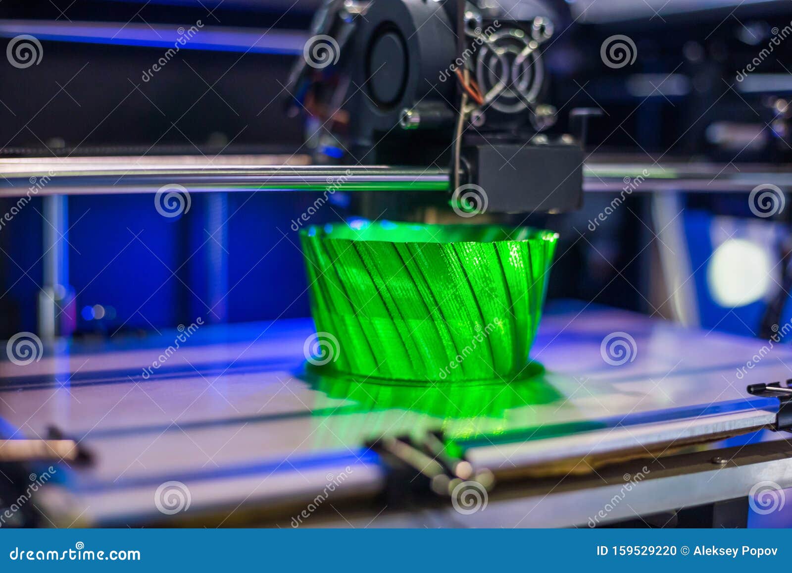 Process of Printing Plastic Model on Automatic 3d Printer Machine Stock ...