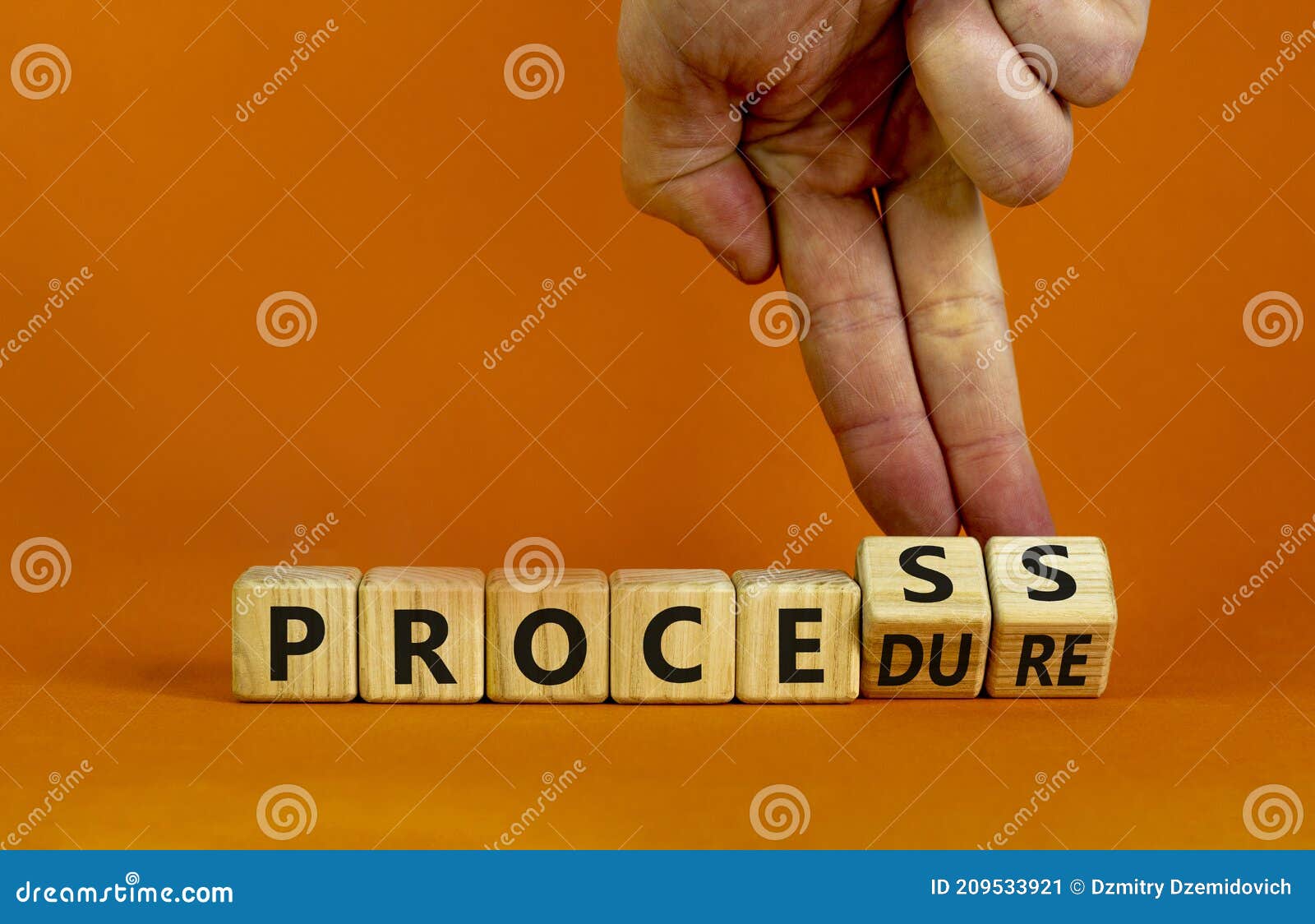 Process or Procedure Symbol. Businessman Turns Wooden Cubes, Changes a ...
