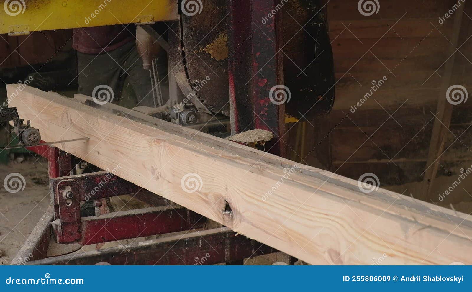 The Process of Processing and Sawing Wood at an Old Sawmill. Sawing and ...