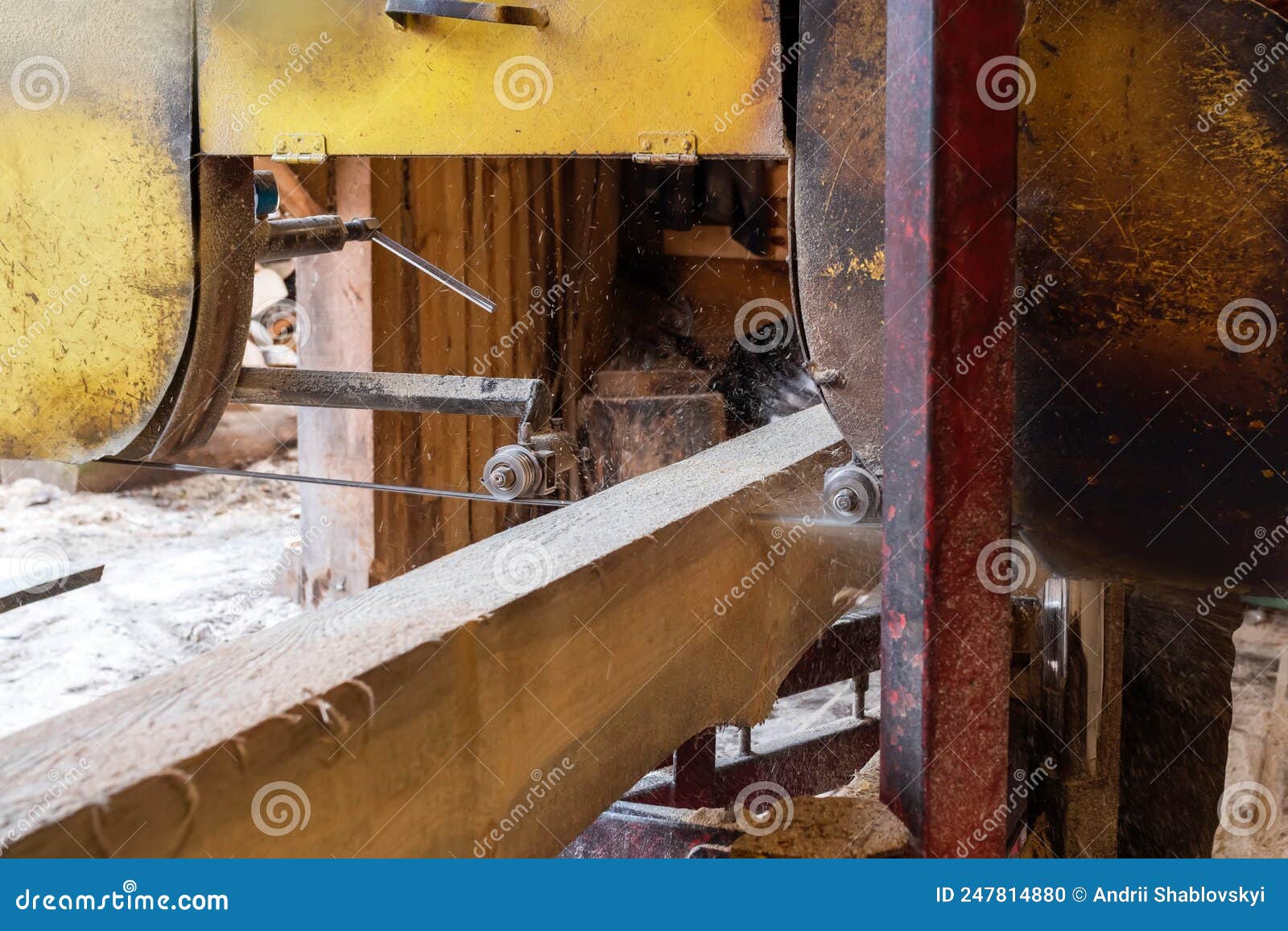 The Process of Processing Wood at an Old Sawmill. Timber Industry Stock ...