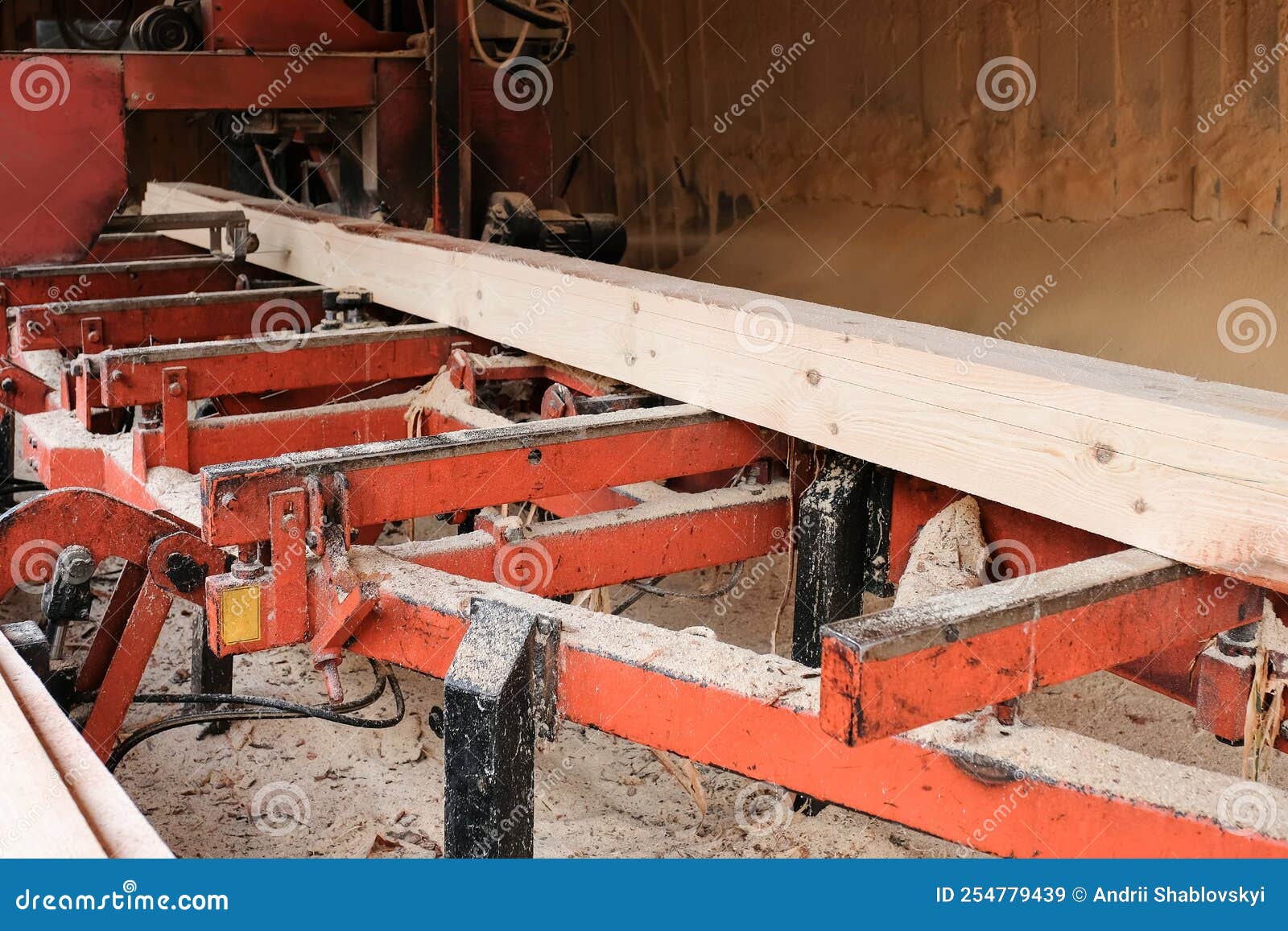 The Process of Processing Wood at a Sawmill. Timber Industry Stock ...