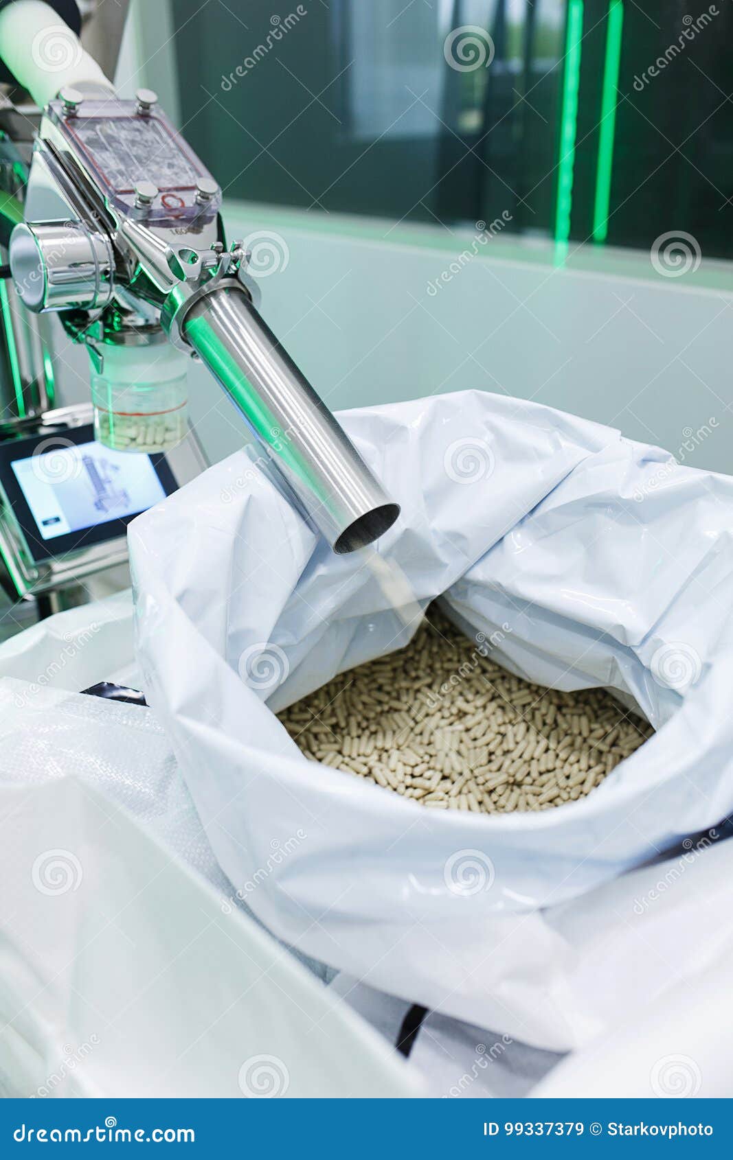 The Process of Production of Drugs and Tablets Close-up. Device for ...