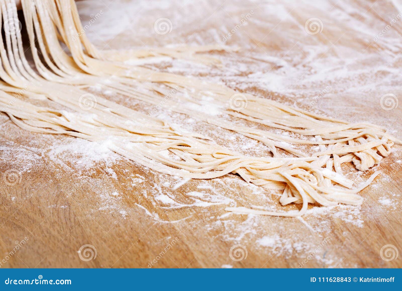 Fresh Pasta on Kitchen Table Stock Image - Image of flour, pasta: 111628843