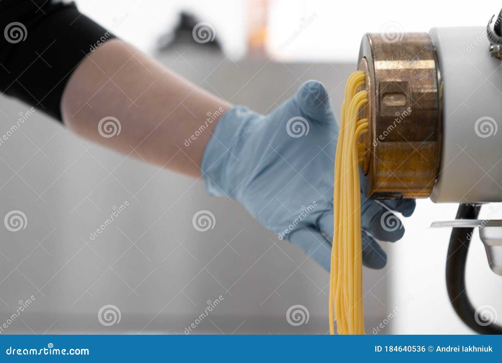Process of Production of Pasta. Manufacture of Fresh Spaghetti with ...