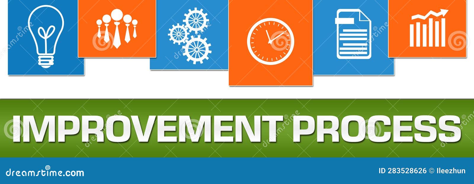 Improvement Process Business Symbols Green Blue Orange on Top Stock ...
