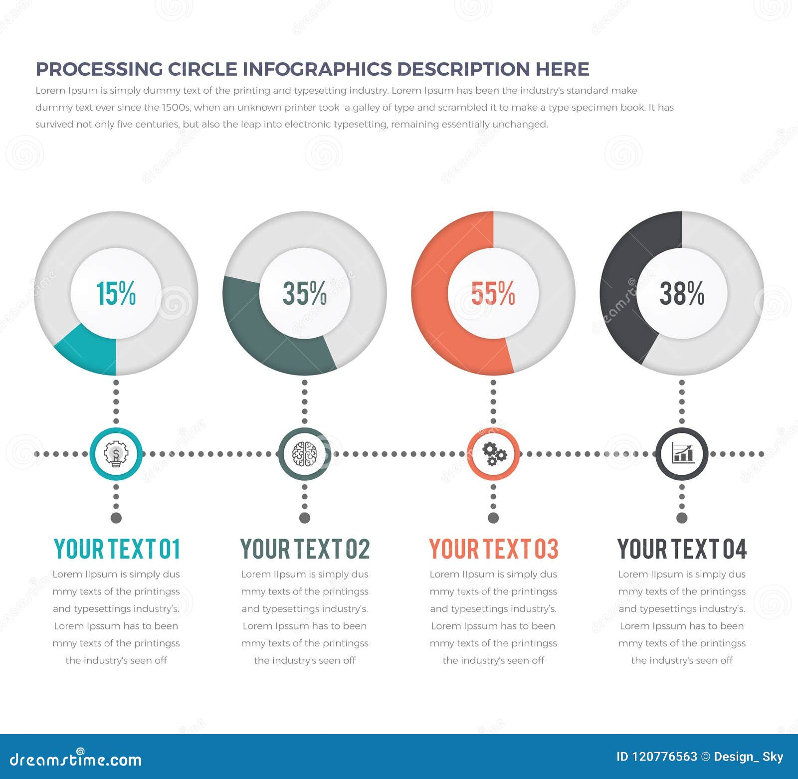 Process and Progress Infographics with 04 Options Stock Illustration ...