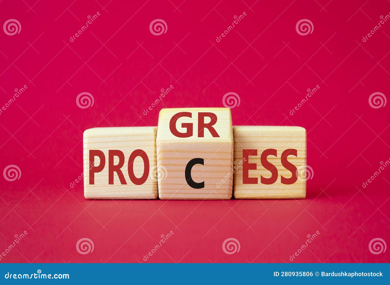 Process and Progress Symbol. Wooden Cubes with Words Process and ...