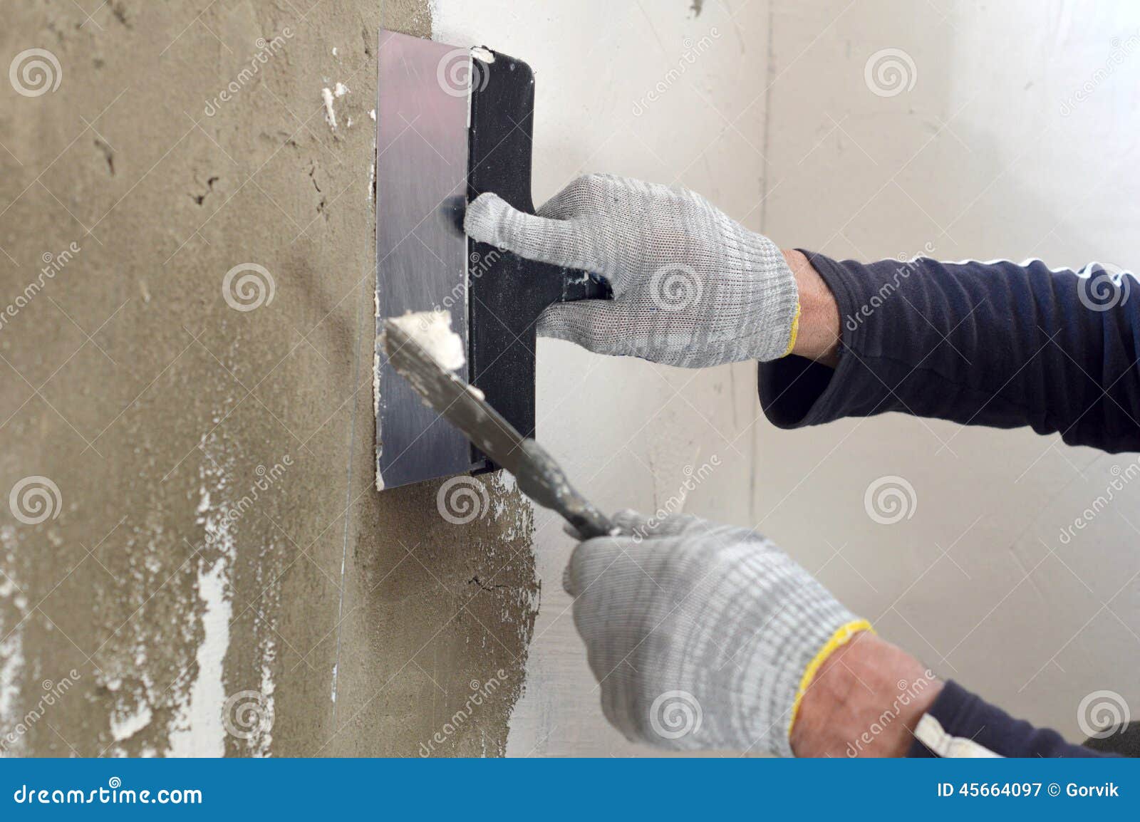 Process Putty Concrete Wall Stock Image - Image of plaster, apply: 45664097