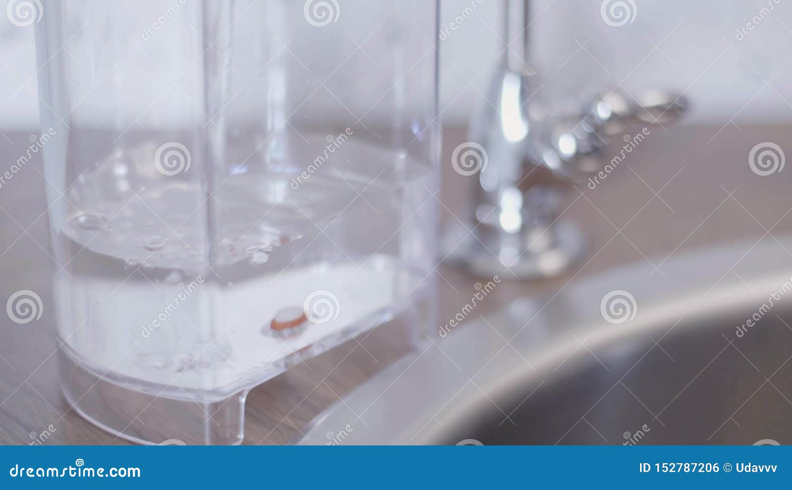 Process of Rectangular Plastic Water Tank Being Filled with Tap Water ...