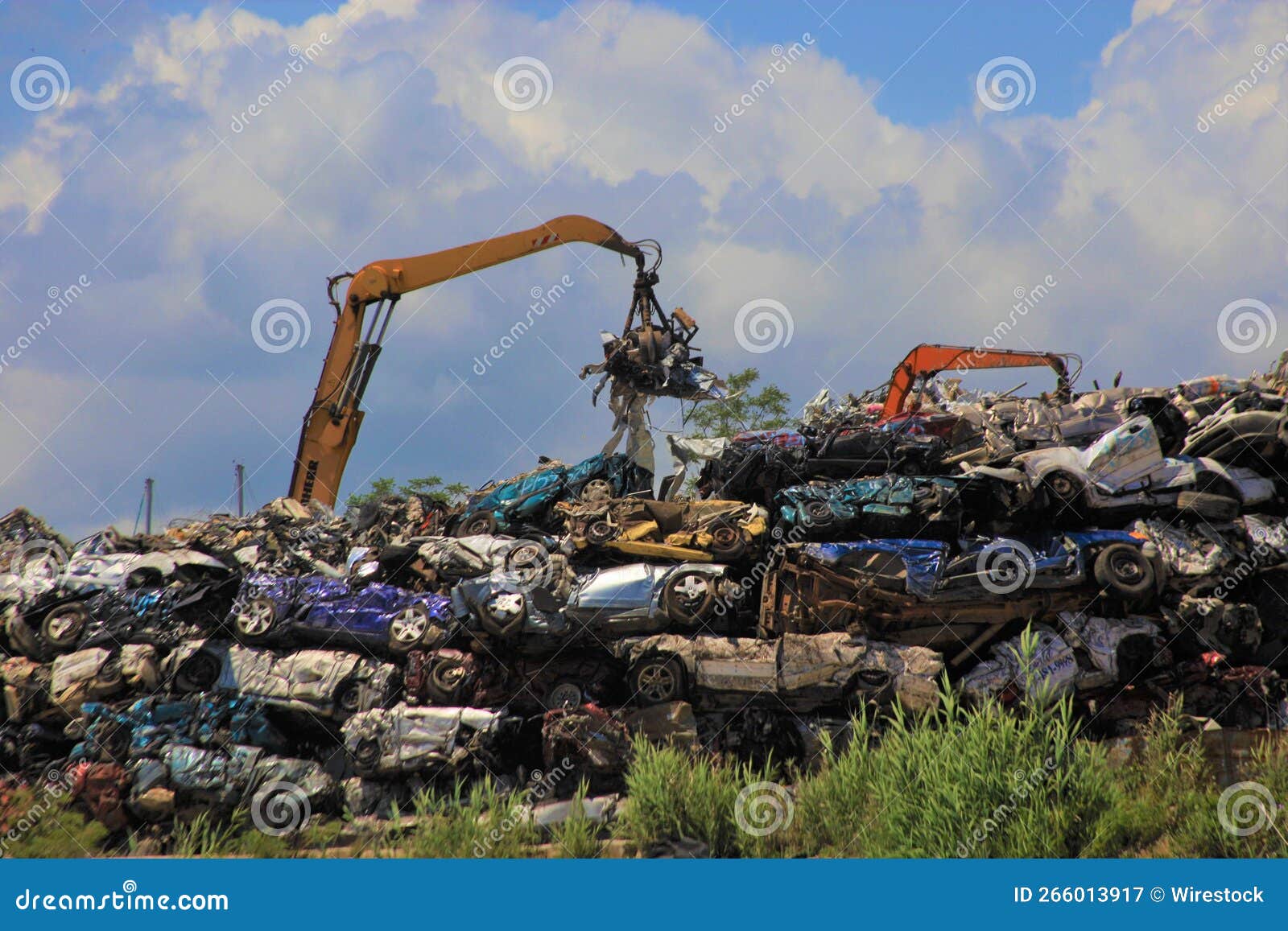 Process of Recycling the Machine into Scrap Metal Using a Large Crane ...