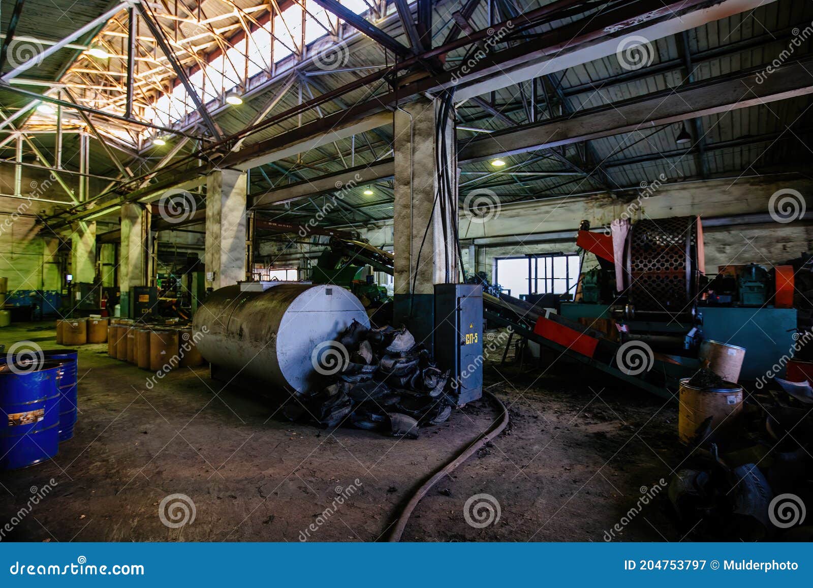 Process of Recycling of Waste Rubber Parts in the Factory Stock Image ...