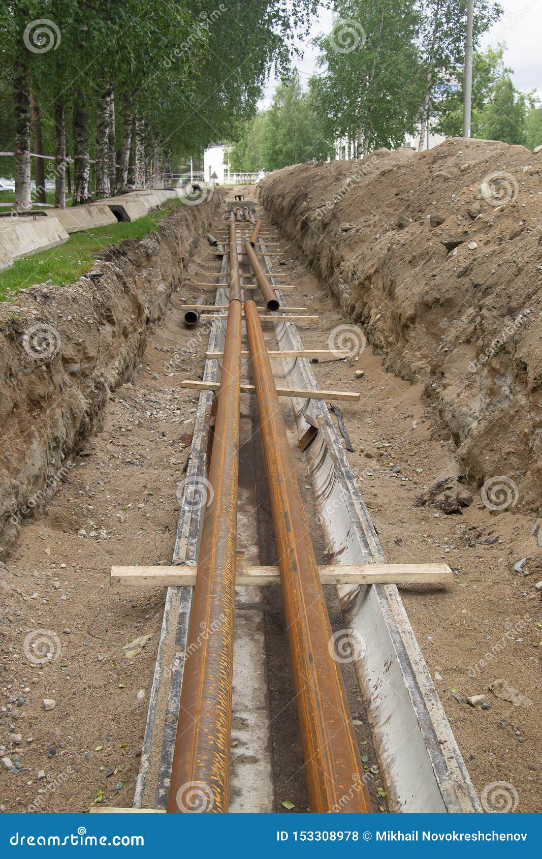 The Process of Repair of Urban Heating Pipe Systems Stock Photo - Image ...