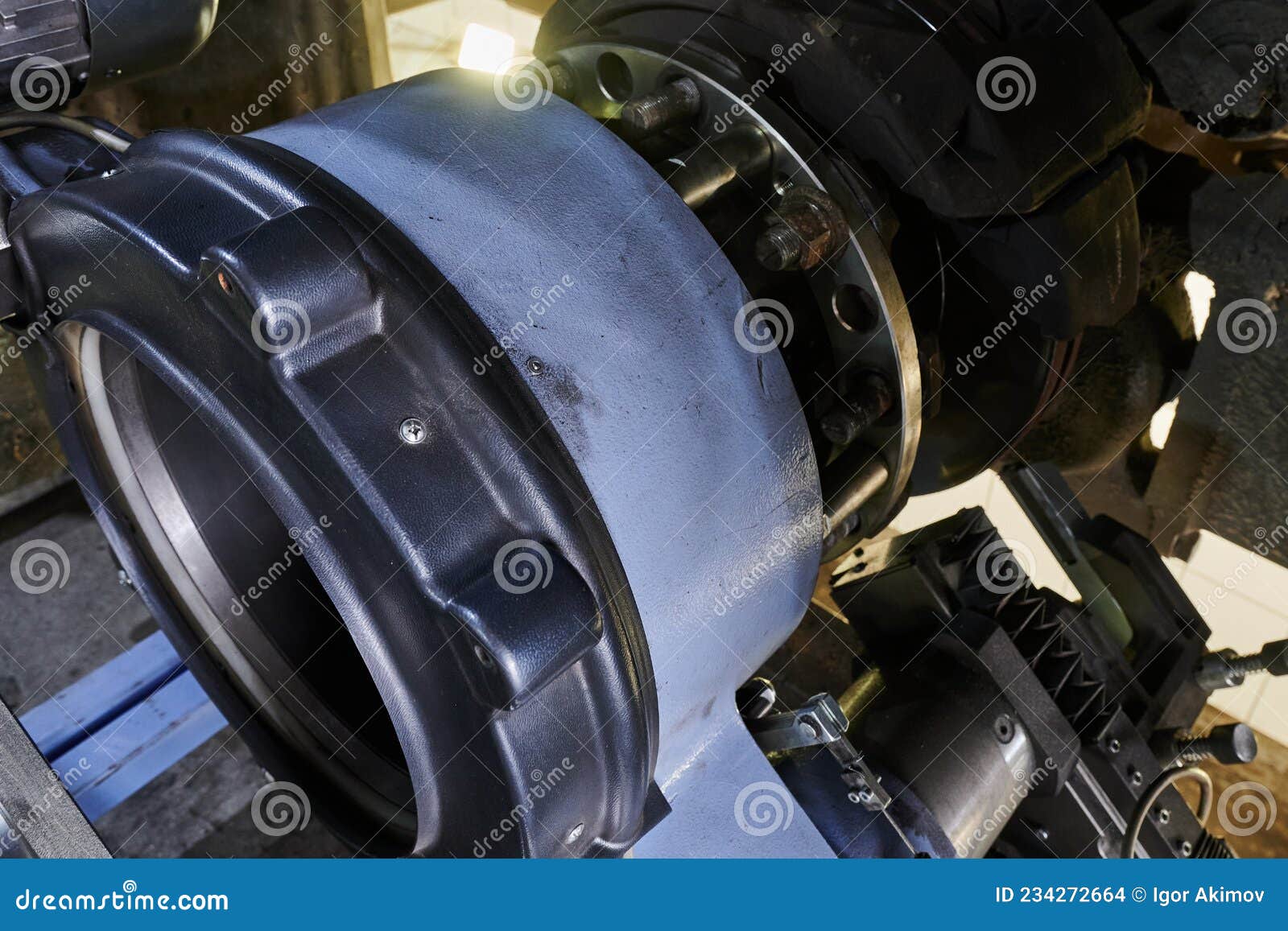 The Process of Replacing Brake Pads on a Regular Bus in a Workshop ...