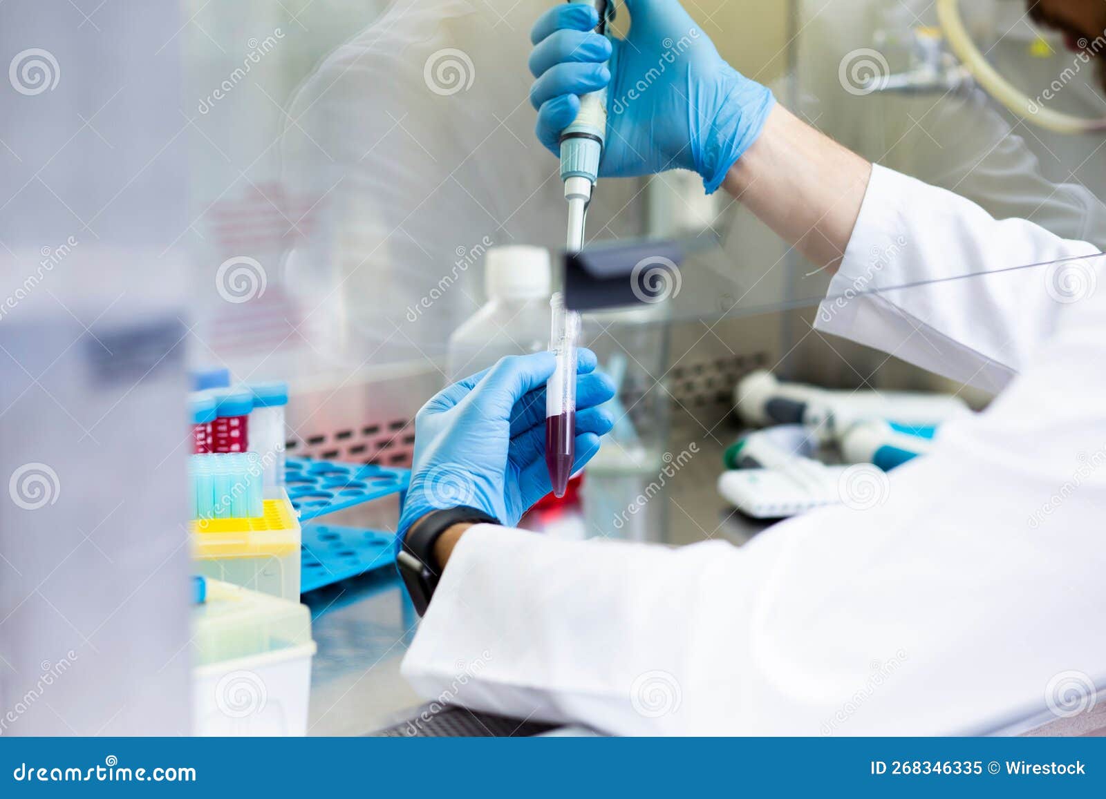 Process of Research and Chemical Experiments with Vials and Ampules in ...