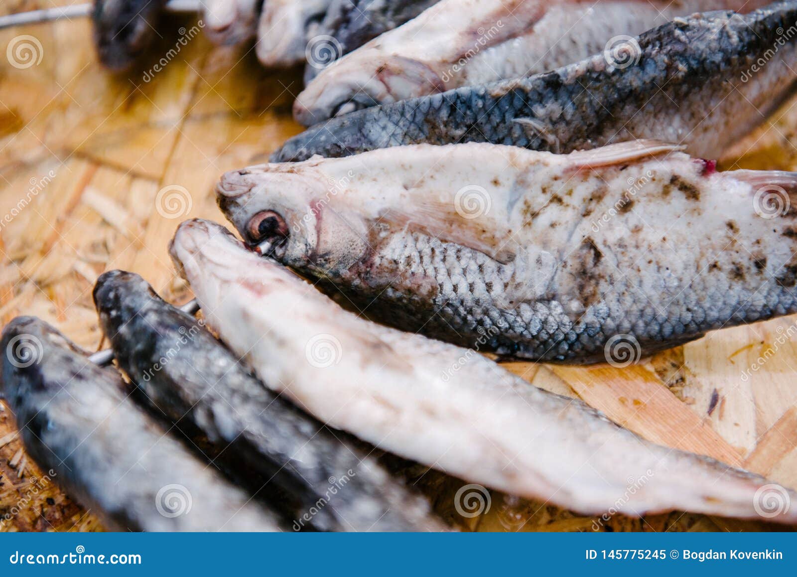 The Process of Salting Caught Fish. Dried Roach Stock Image - Image of ...