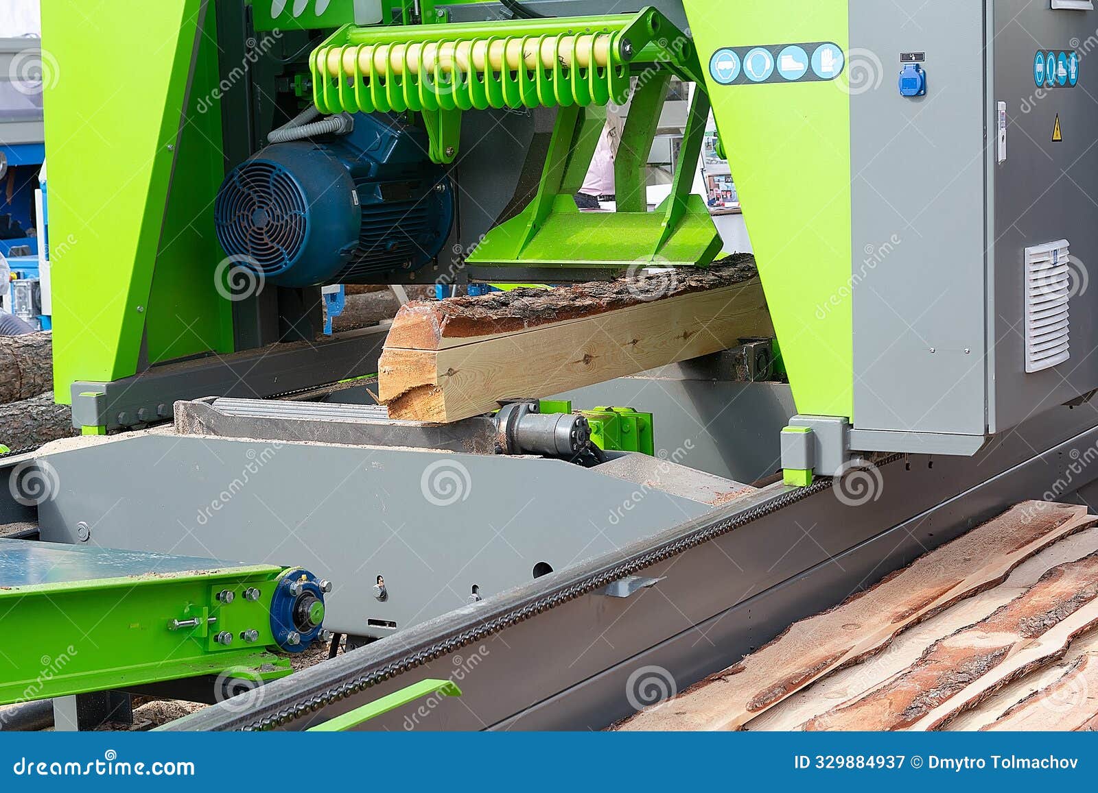 The Process of Sawing Wood on Sawmill Equipment Stock Image - Image of ...