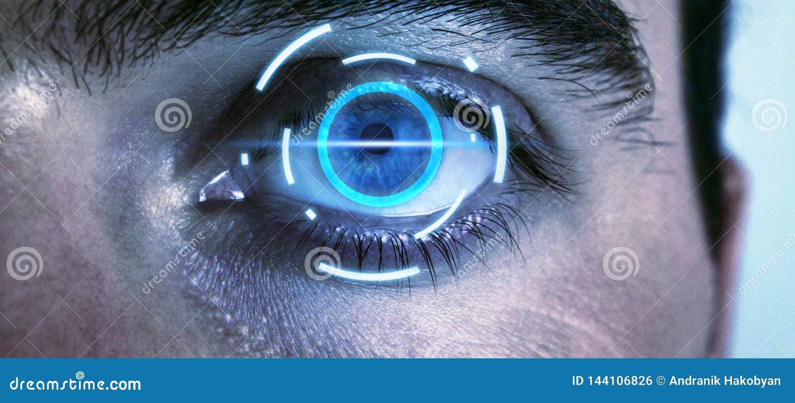 Process of Scanning. Human Eye Scanning and Recognition Stock Photo ...