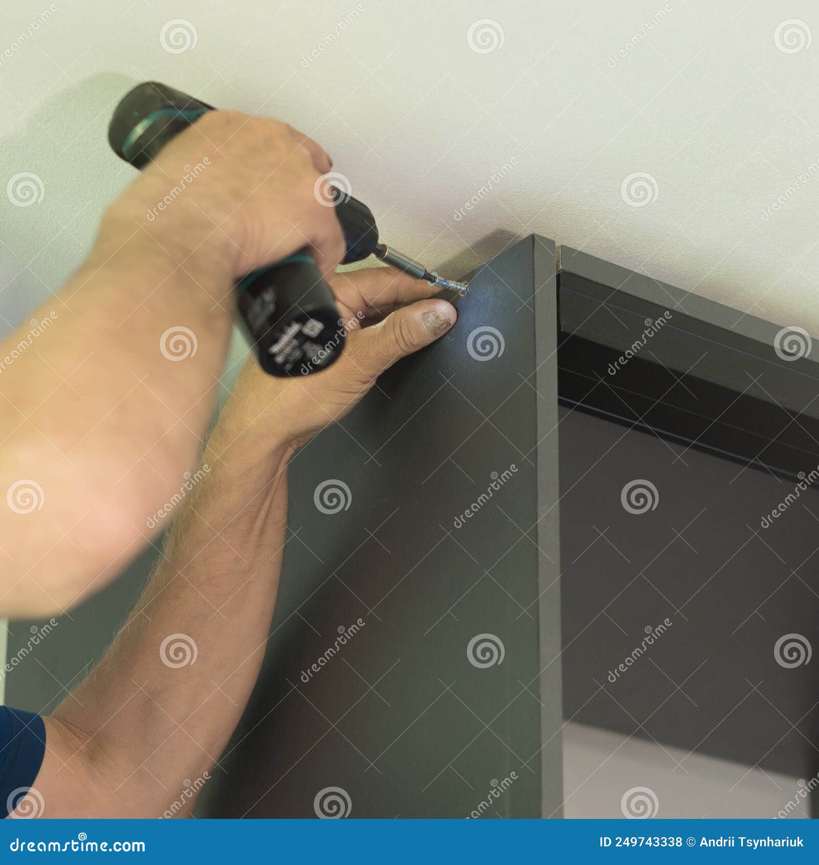 The Process of Screwing the Screw, Installation of a Sliding Door ...