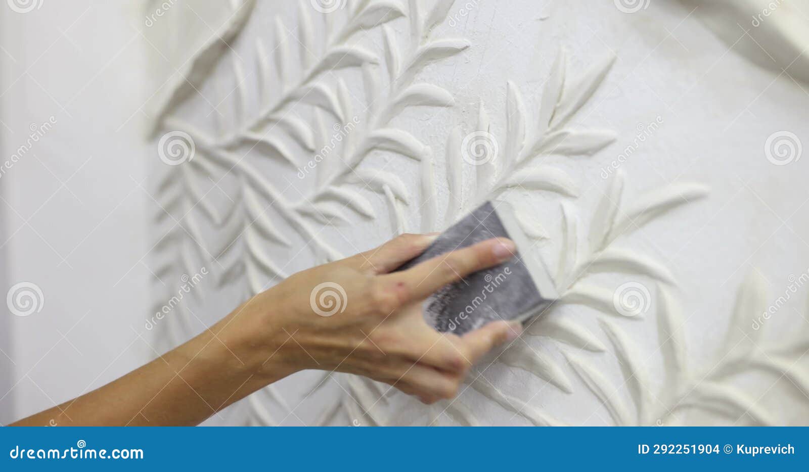 Process of Sculpting Stucco and Bas-relief on Wall Stock Footage ...