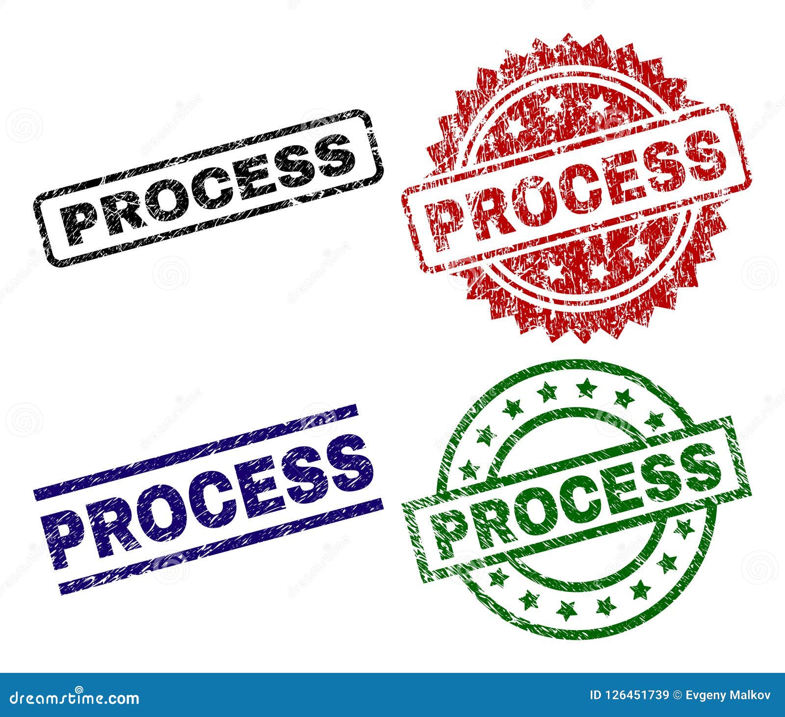 Scratched Textured PROCESS Seal Stamps Stock Vector - Illustration of ...