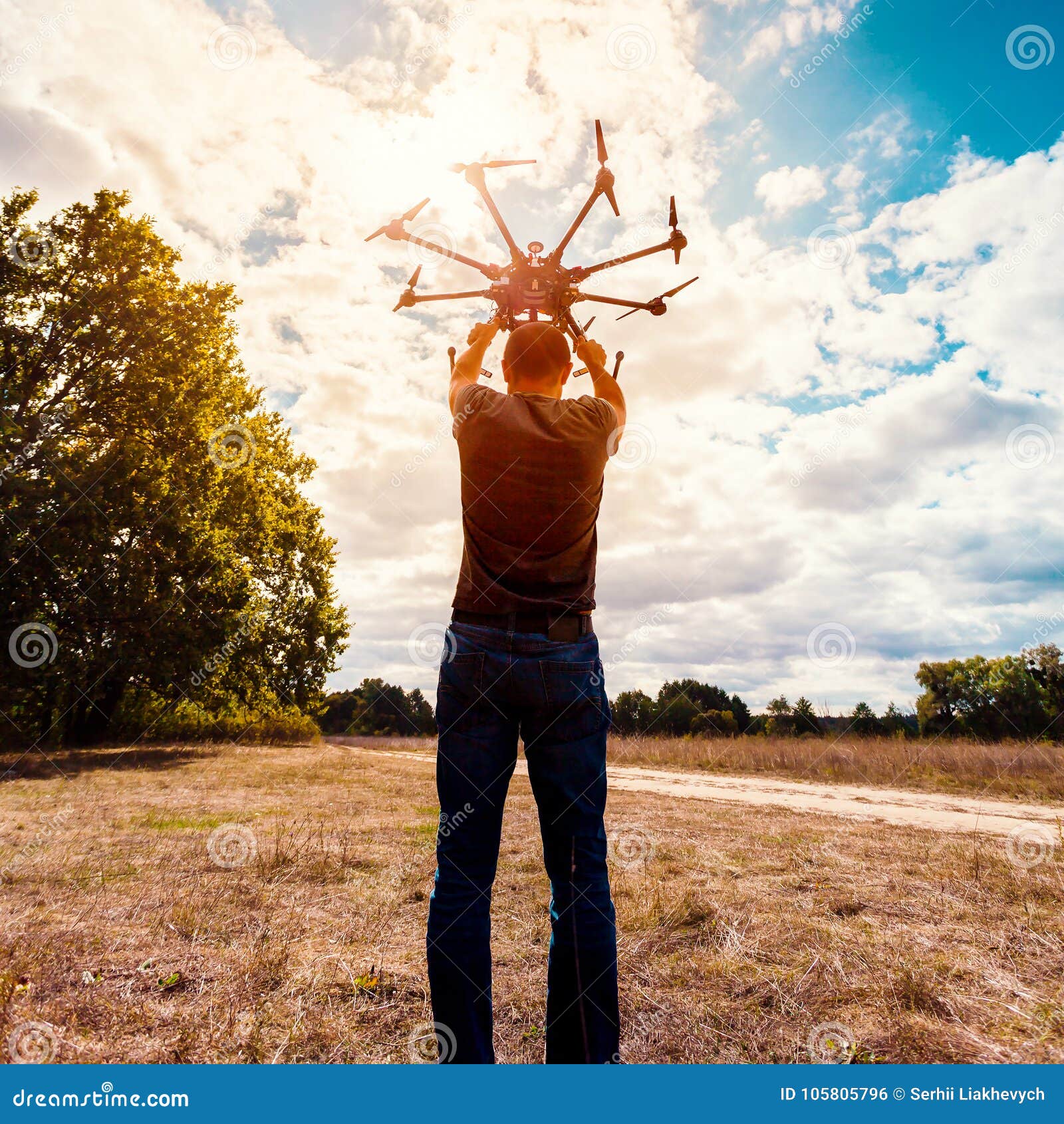 The Process of Setting Up a Copter before Flight. Stock Photo - Image ...