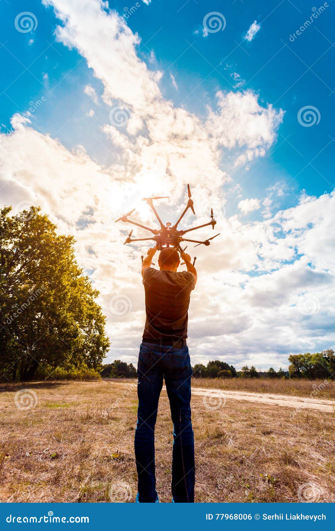 The Process of Setting Up a Copter before Flight. Stock Photo - Image ...