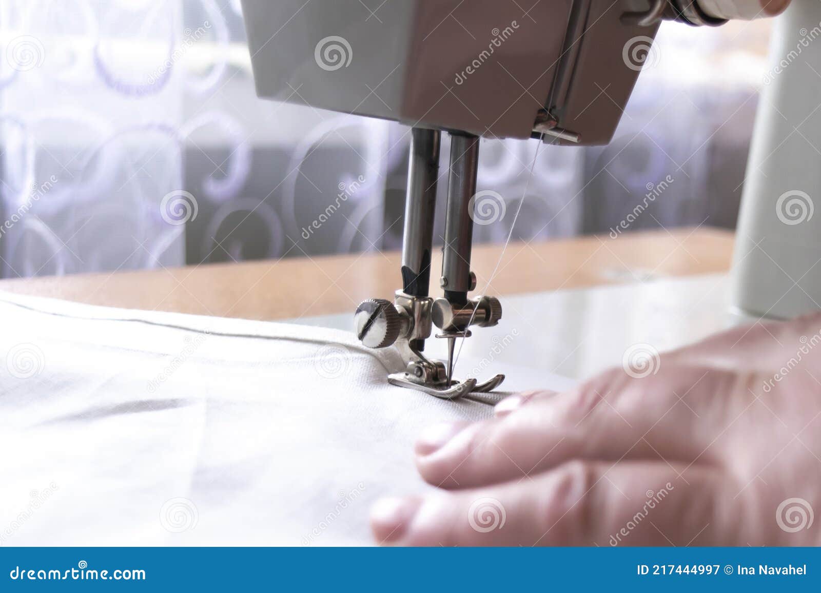 Process of Sewing on a Sewing Machine, Woman Hand Stock Image - Image ...