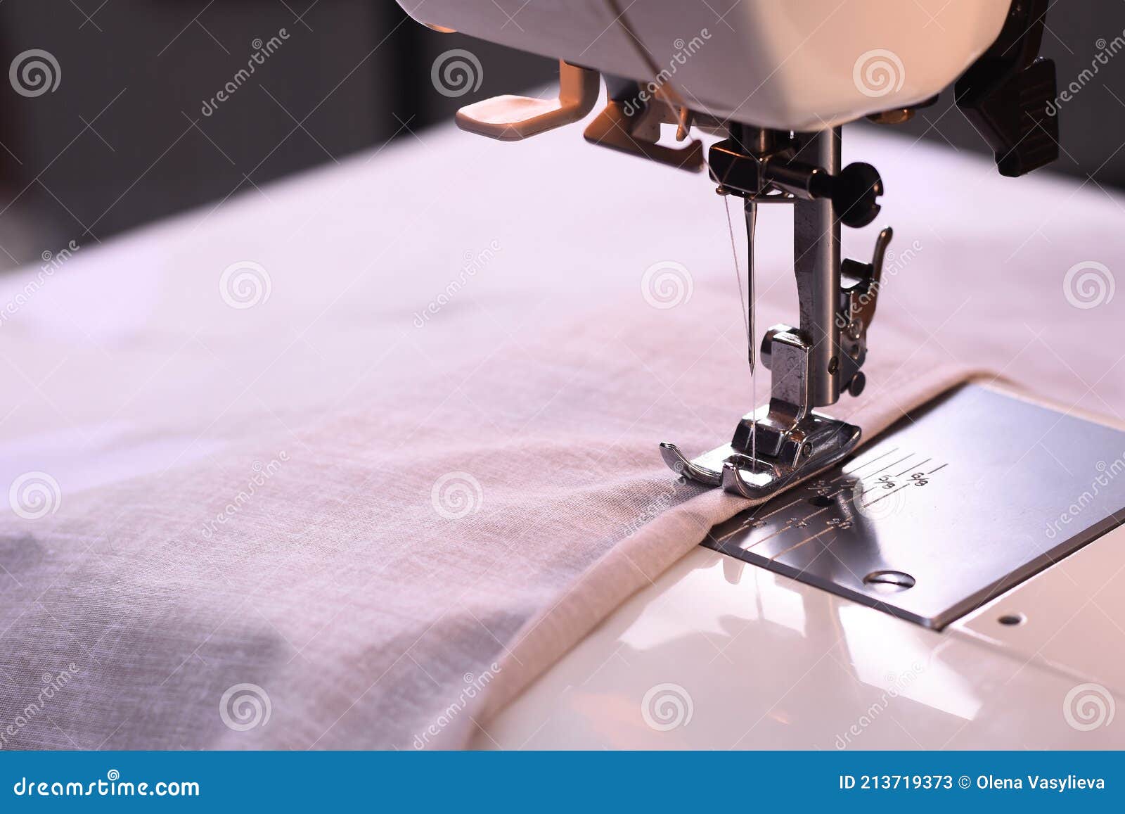 The Process of Sewing on a Sewing Machine. Stock Image - Image of ...