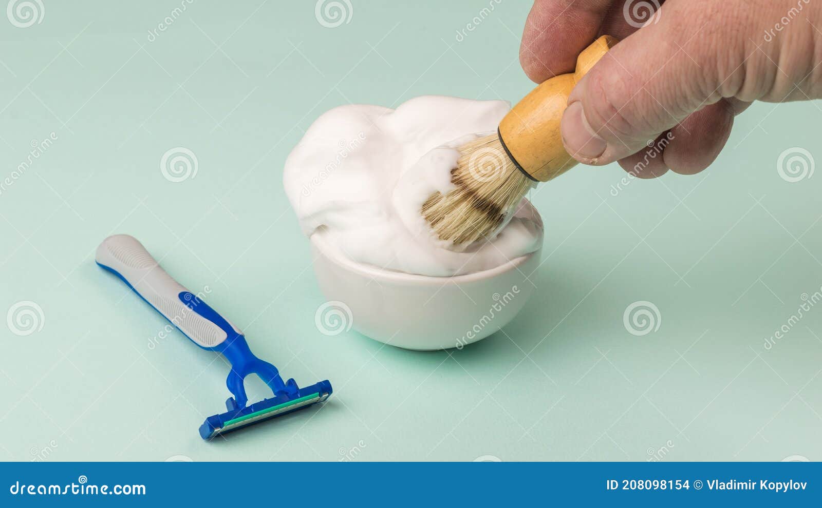 The Process of Shaving a Man with a Disposable Razor Stock Photo ...